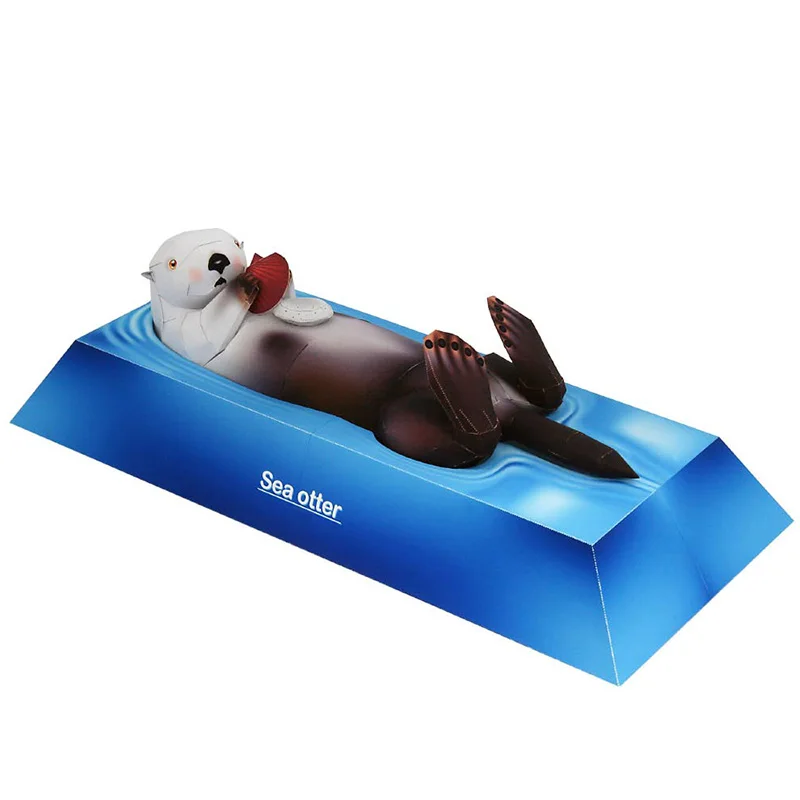 Arte de Origami plegable de nutria de mar, Mini modelo de papel 3D ...