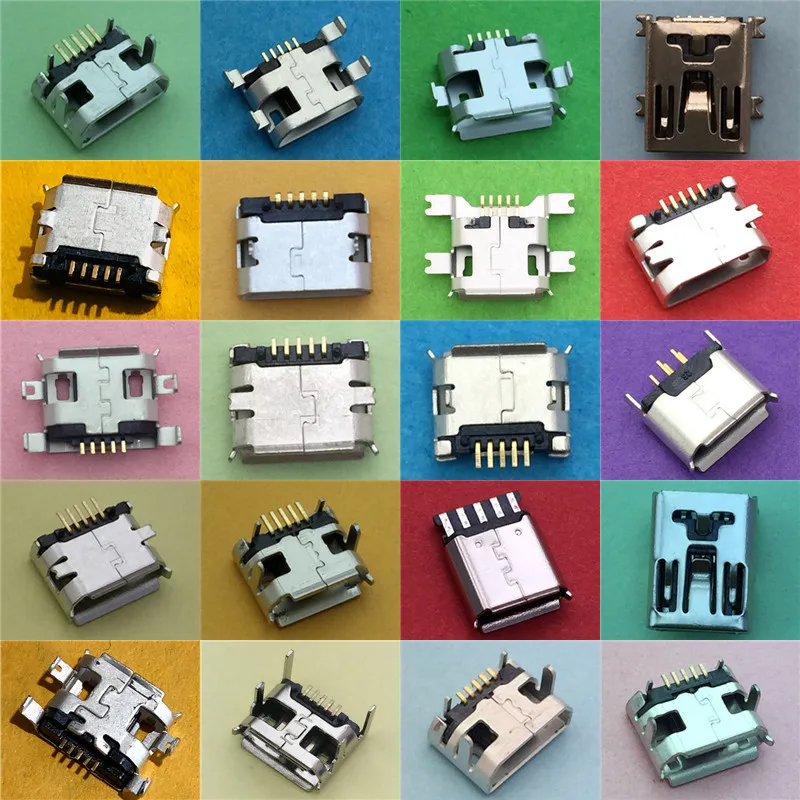 20 modelos de conector hembra Micro USB de 5 pines para carga de teléfono móvil, conector SMT ...