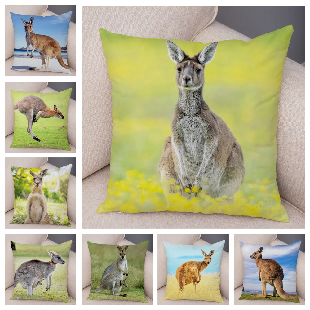 Wild Animal Pillow Case Decor Australian Kangaroo Pattern Print ...