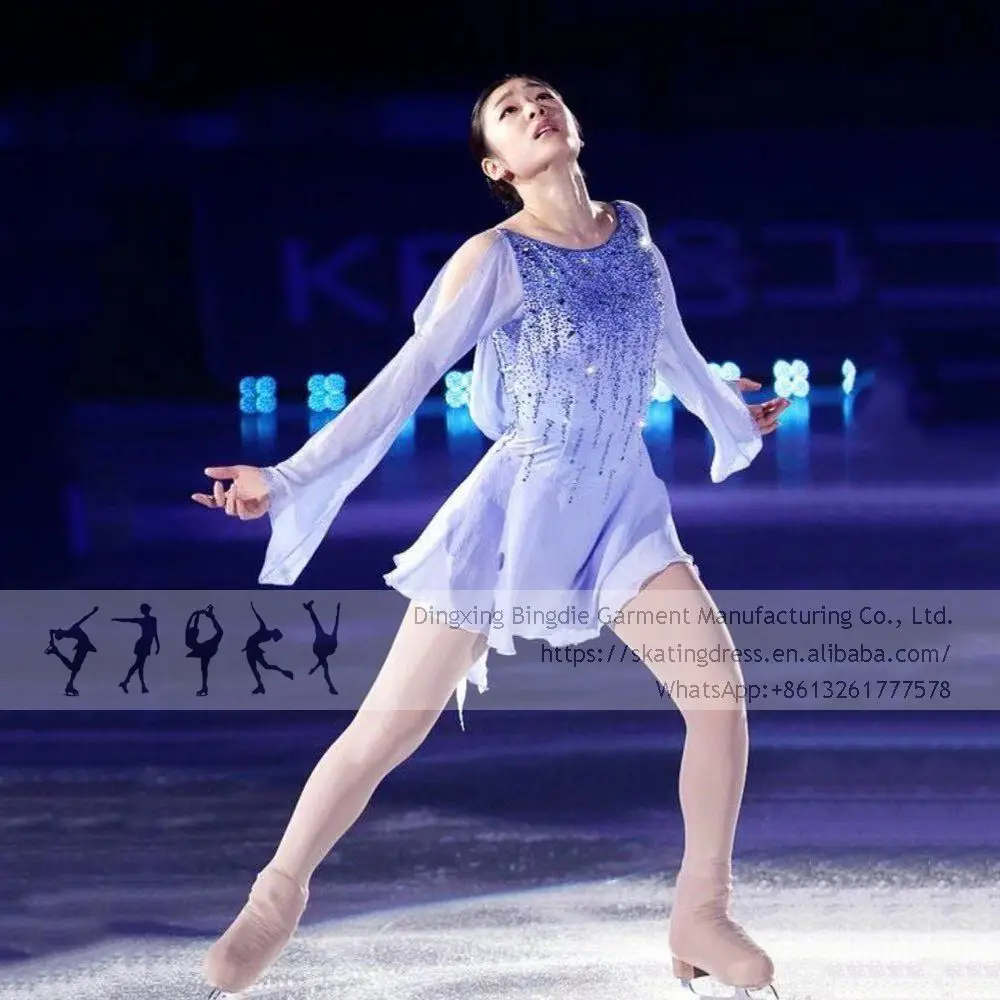 Figure Skating Dress Girls Blue Performance Quality Leotards Unitards ...