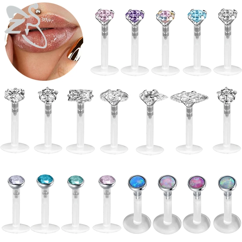Zs – Ensemble De Piercings Pour Lèvres, Lot De 5 Pièces, 16g, Bioflex ...