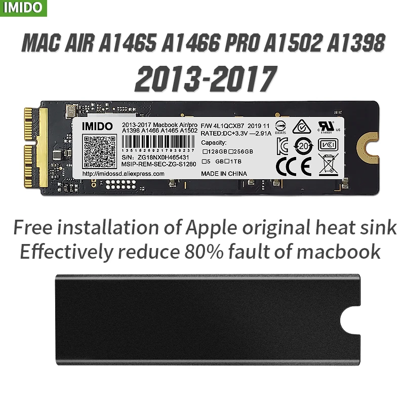 SSD For 2013 2017 Macbook Air A1465 A1466 Pro A1502 A1398 Retina 256gb ...