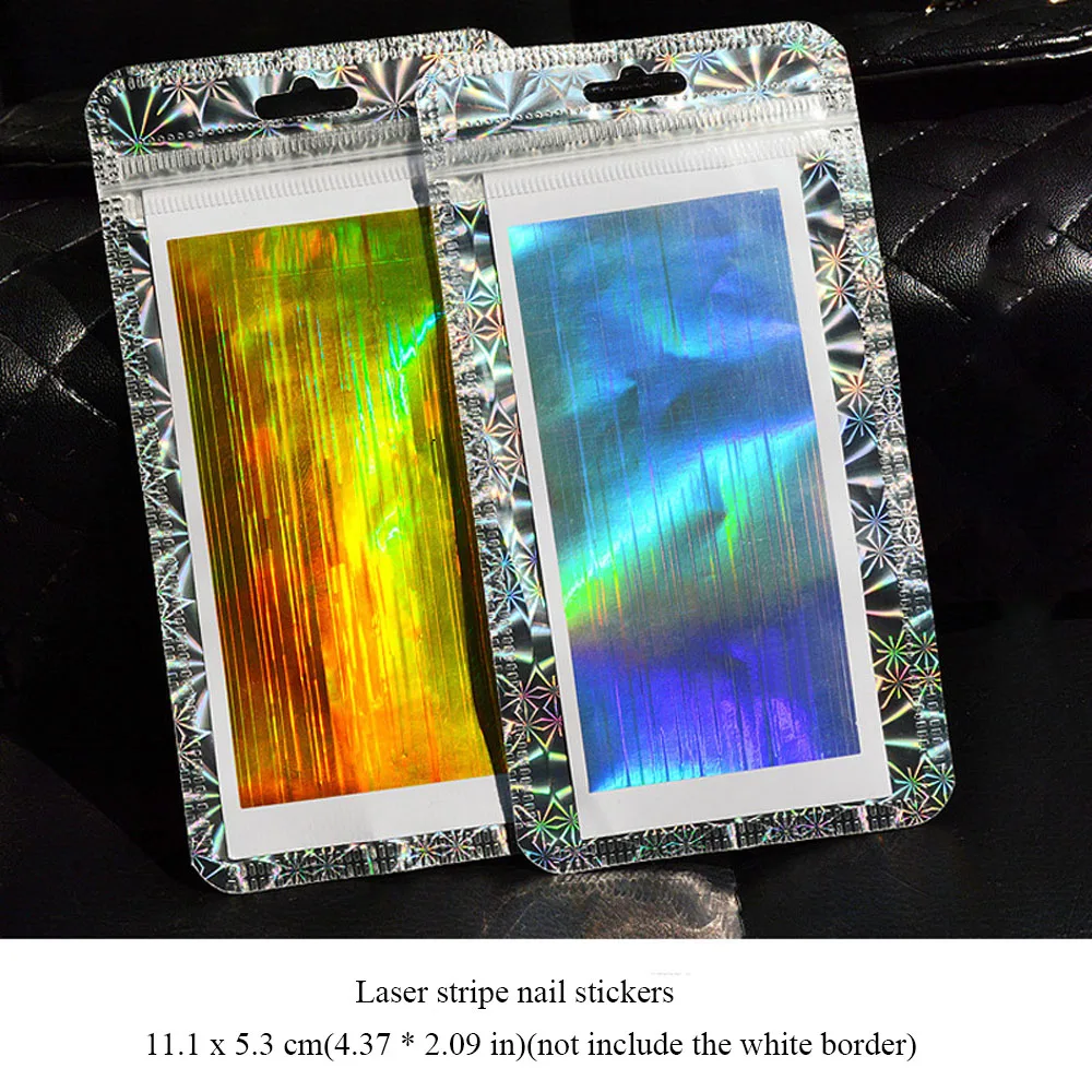 BQAN 1 Pc Nail Art Laser Foil Strip Stickers Line Sticker Tape Adhesive ...