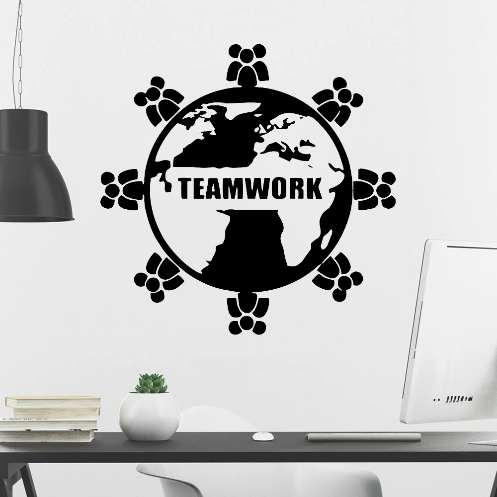 Team Work Wall Sticker Company Office Window Door Home Decor Cartoon ...
