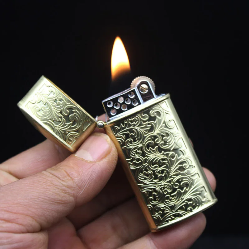 Vintage Flint Kerosene Lighters Flame Retro Metal Grinding Wheel Petrol ...