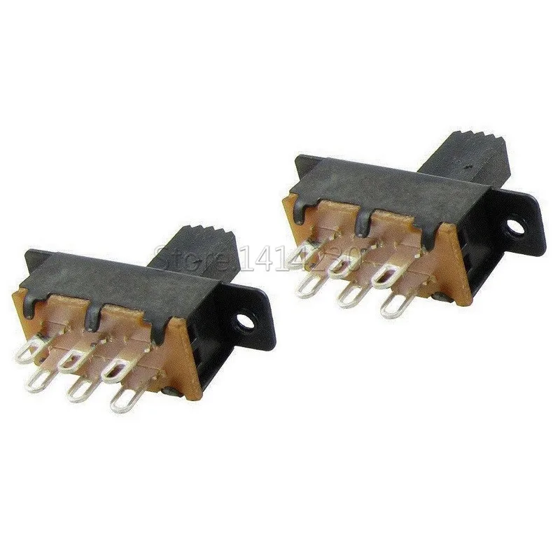 10Pcs Slide Switch 2 Position 6 Pins With Fixed Hole Handle High 7mm DPDT 2P2T SS22F25G7 SS22F25 ...