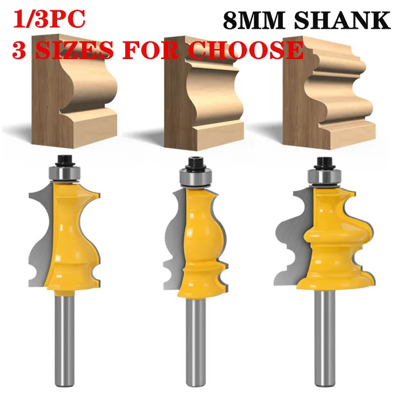 1/3pcs 8mm Shank CNC Line knife Casing & Base Molding Router Bit Set ...