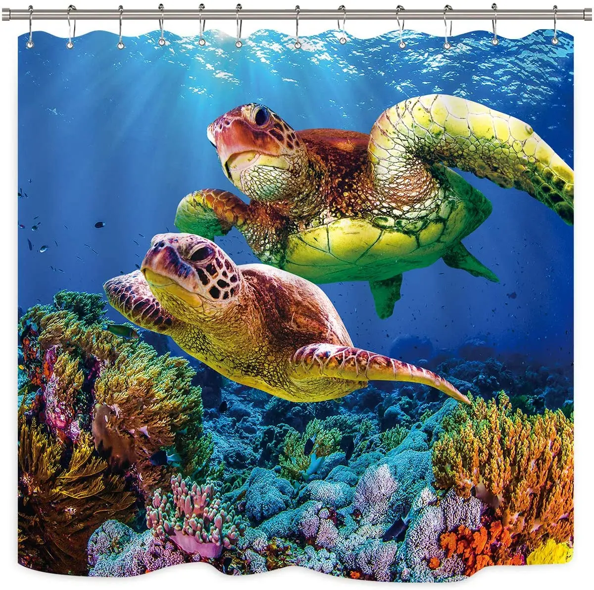 Colorful Coral Reef Sea Turtle