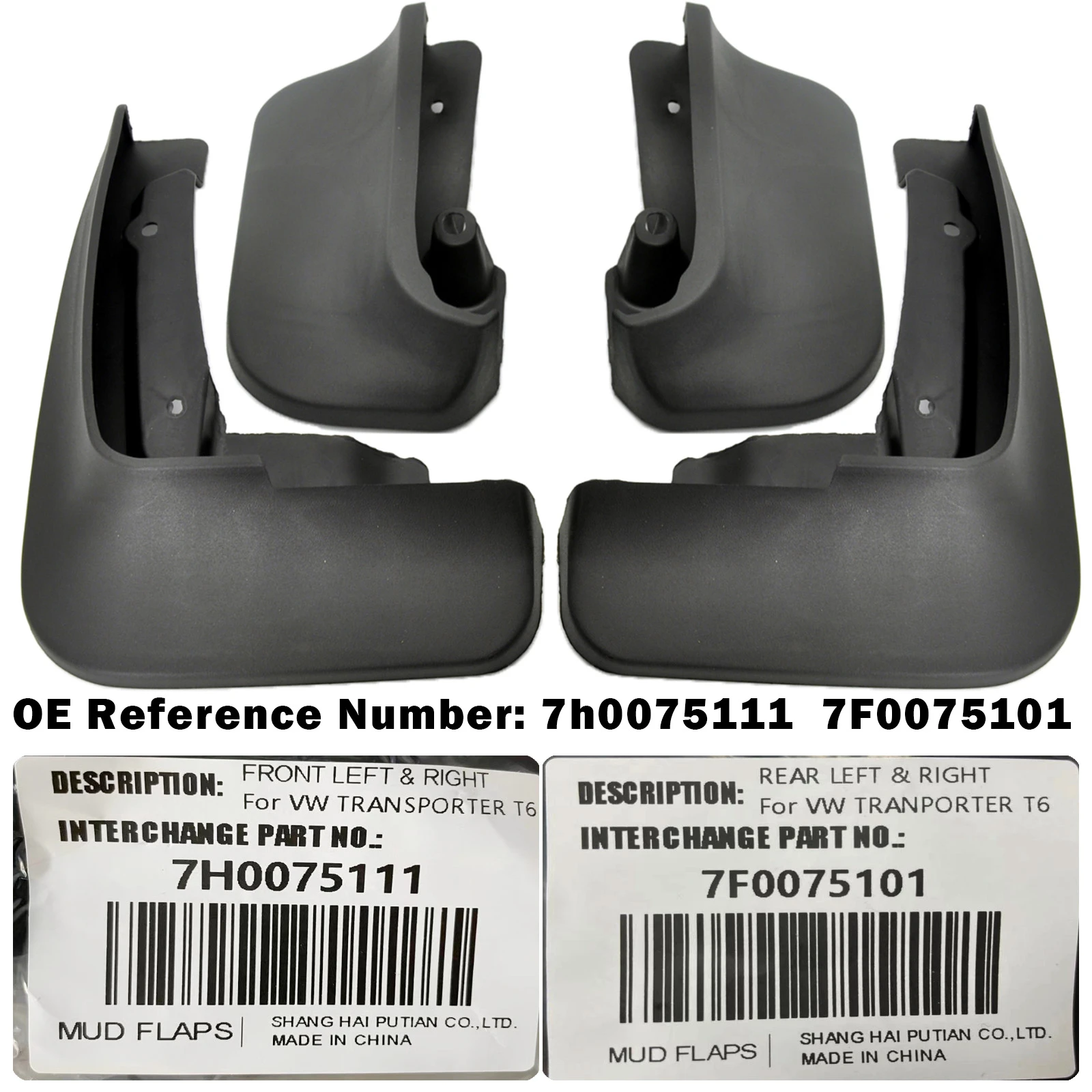 4x 머드 플랩 머드 플랩 7H0075111 7H0075101, VW Transporter Caravelle T6 T6.1 ...