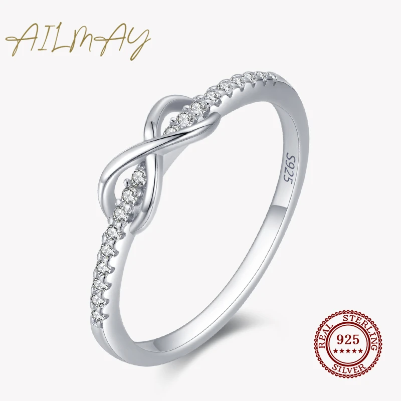 Ailmay Real 925 Sterling Silver Infinity Love Infinite Cz Rings For ...