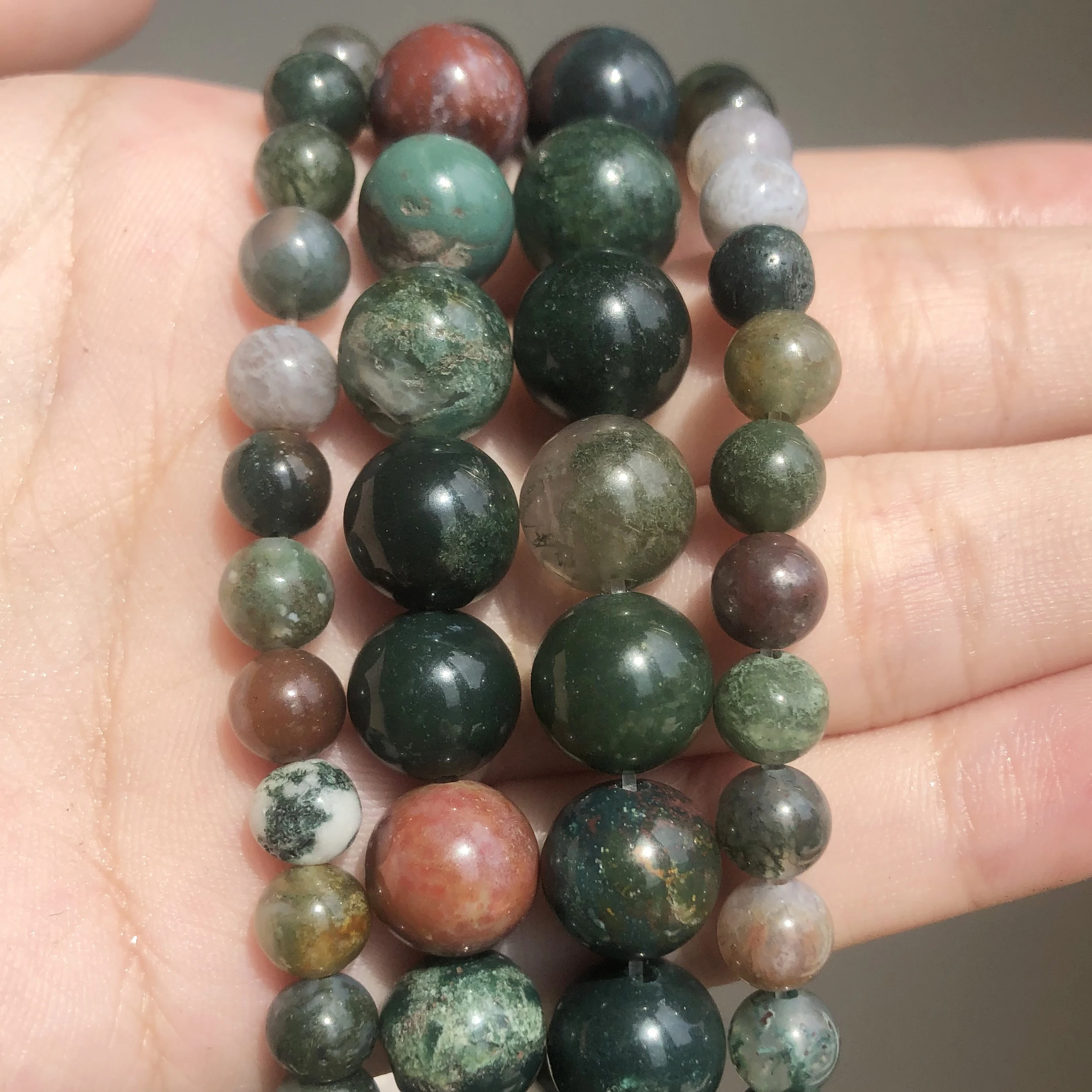 Contas de ágata indiana de pedra natural, contas redondas espaçadoras ...