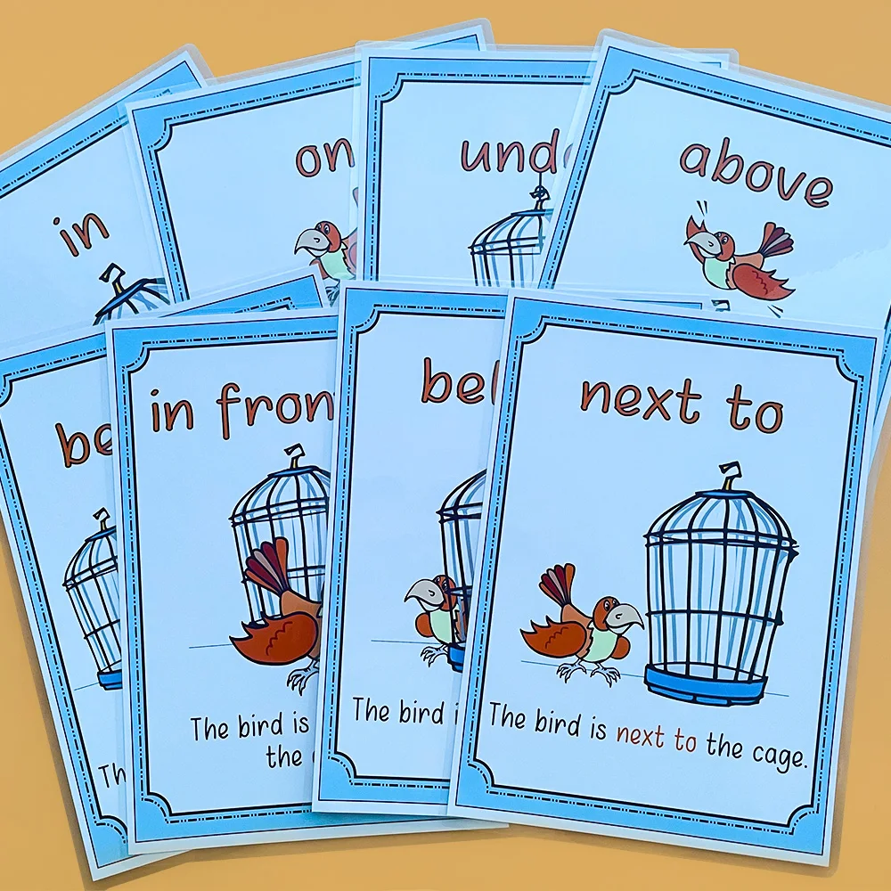 8pcs/set English Words Learning Positional Position Preposition ...