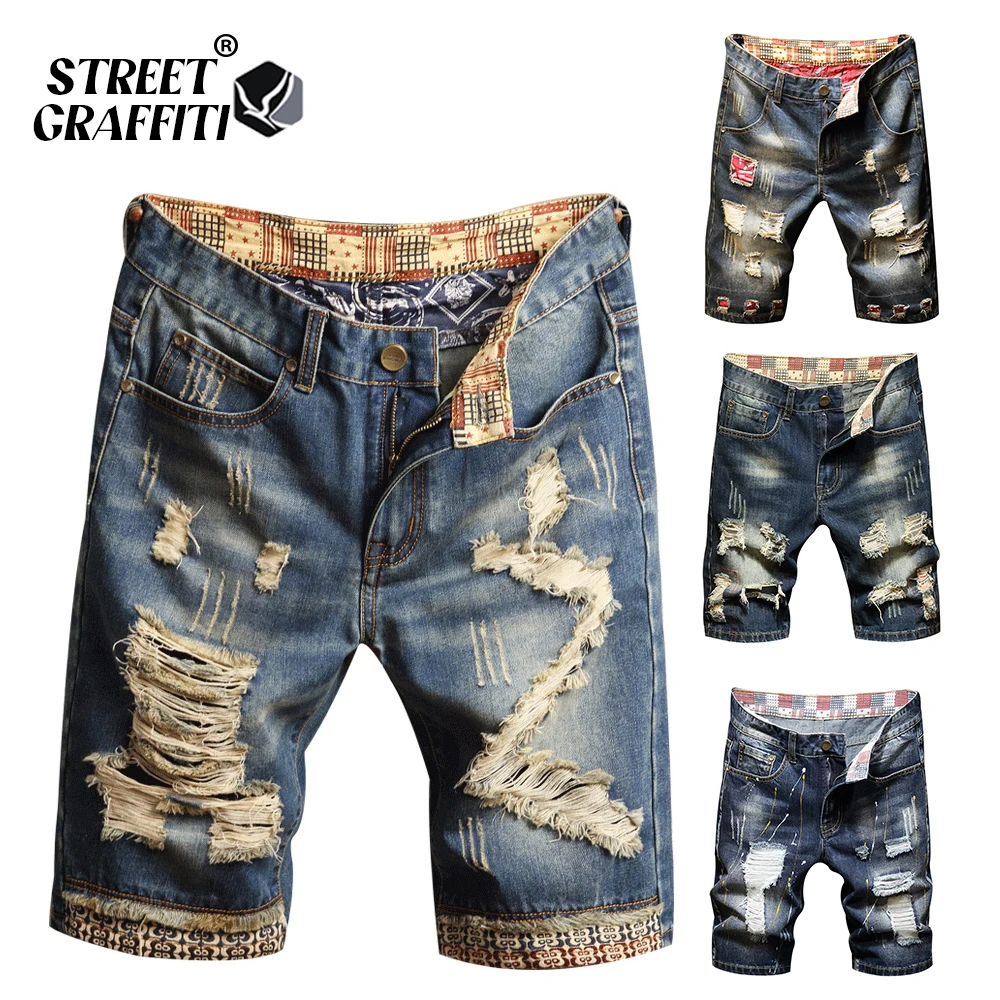 Short-en-jean-d-chir-pour-hommes-v-tements-de-plage-denim-coton-court-d ...