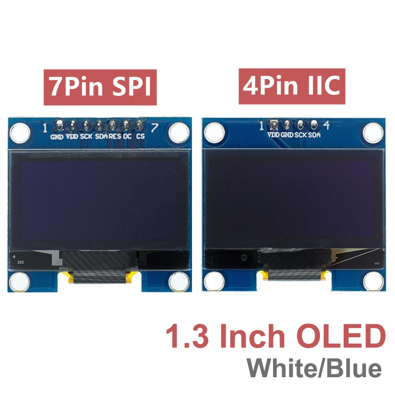 RoHS 1.3 인치 OLED 모듈, 흰색/파란색 SPI/IIC I2C 통신 색상 128x64 1.3 인치 OLED LCD LED 디스플레이 모듈 1.3 "OLED 모듈 ...