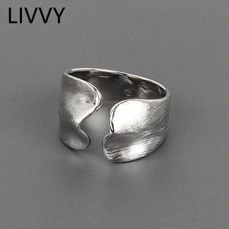 LIVVY-Silver-Color-Irregular-Geometric-Wave-Ring-Simple-Trendy-Creative ...