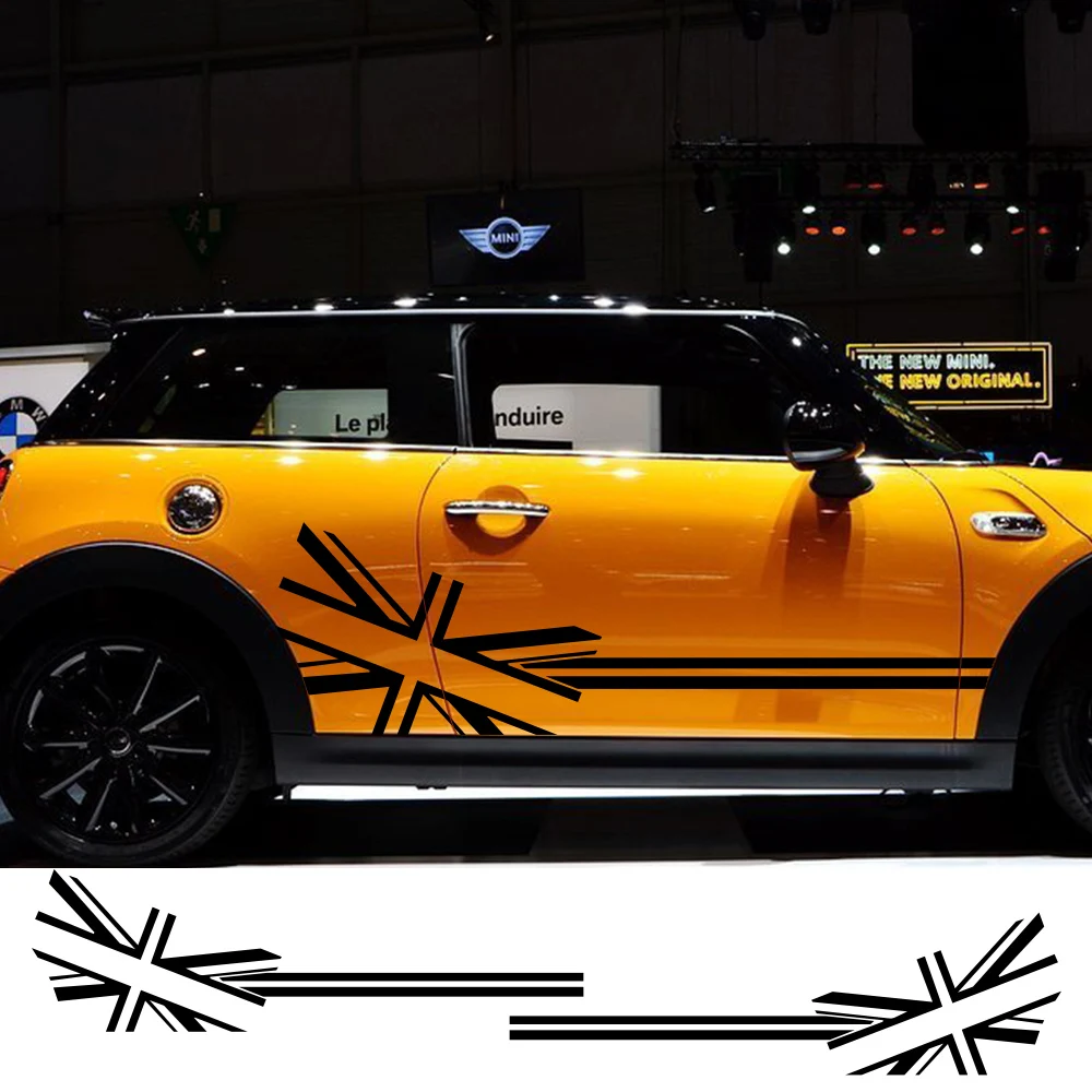 2pcs-Car-Sticker-Flag-Style-Side-Stripe-Decals-For-Mini-Cooper-R56-R57 ...