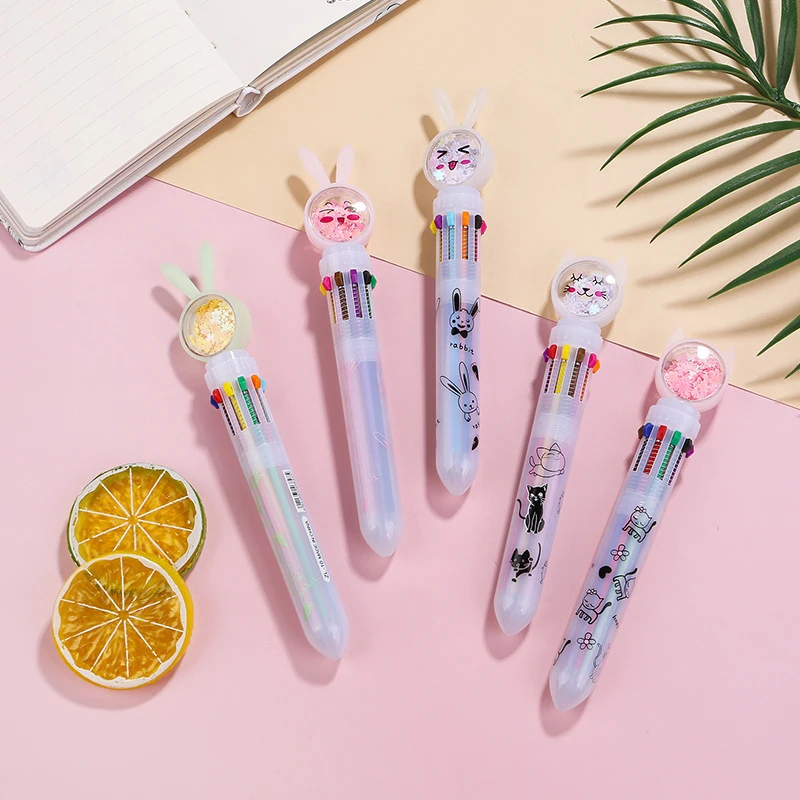 0-7mm-10-in-1-Multicolor-Ballpoint-Pen-10-Colors-Cute-Cartoon ...