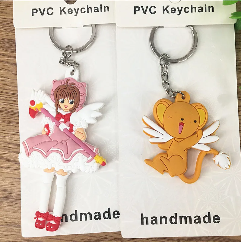 10 PCS/LOT Card captor PVC Doll Keychain Sakura magic stick Cardcaptor ...