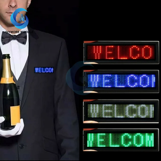 Led Name Tag Fully New Bluetooth LED Name Badge DIY Programmable Mini ...