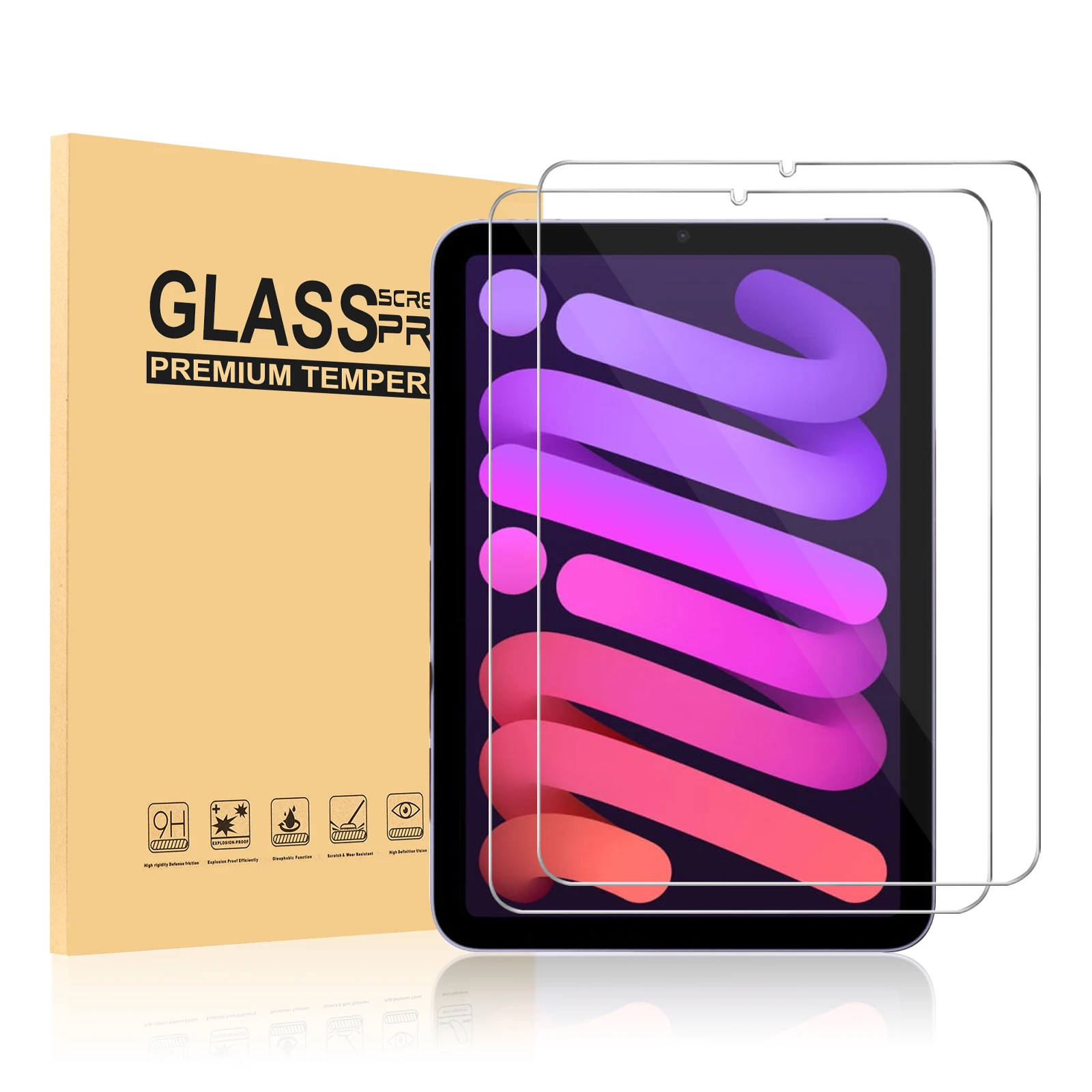 2PCS Tempered Glass Screen Protector Film for iPad mini6 iPad 9 iPad ...