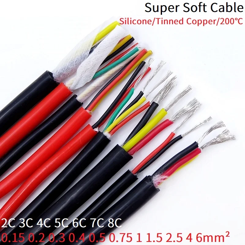 Wire Cable Super Soft Silicone High Temperature Resistance Copper 2 3 4 ...