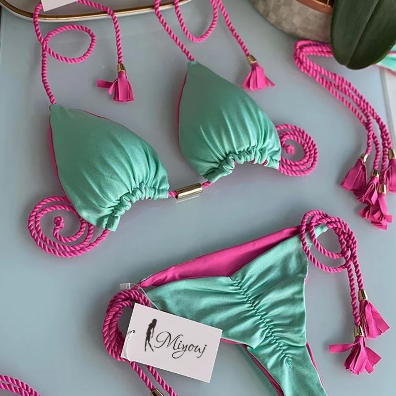 Miyouj Tanga Bikini Set 2022 Blau Farbe Badeanzug Frau Sexy Badeanzüge