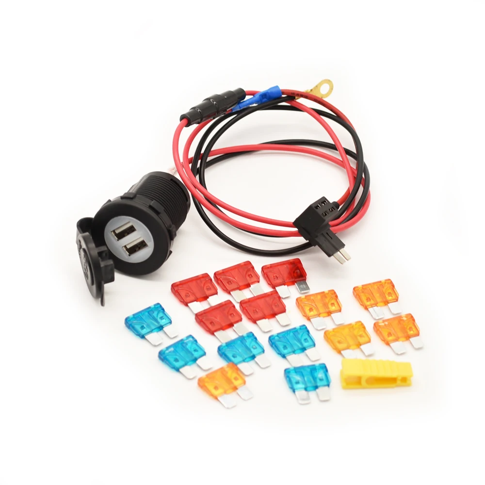 Jtron-car-fuse-tap-turn-dual-USB-sockect-adapter-DC12V-10A-cable ...