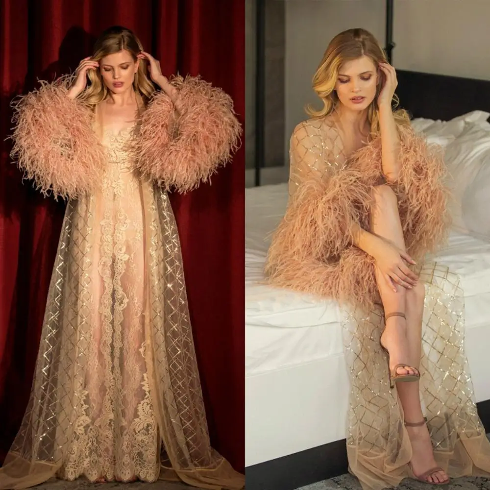 Gorgeous-Illusion-Night-Robe-2020-Long-Sleeve-Feathers-Party-Sleepwear ...