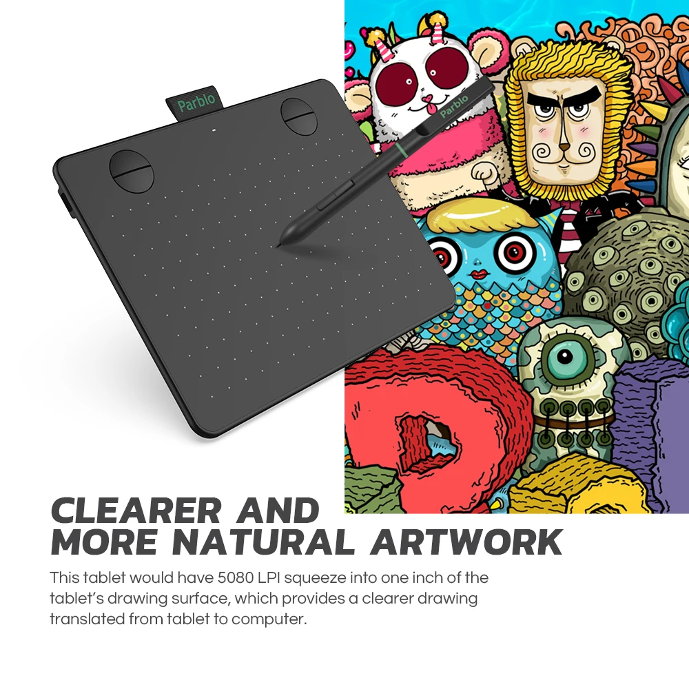 Parblo A640 V2 Portable Graphics Tablet Professional Signature USB ...