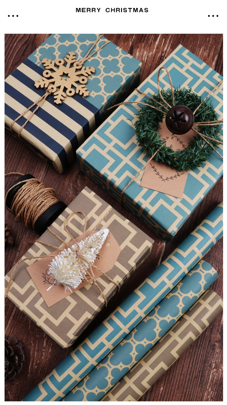 76*50 см Рождественская оберточная бумага ретро костюм Рождественский ...