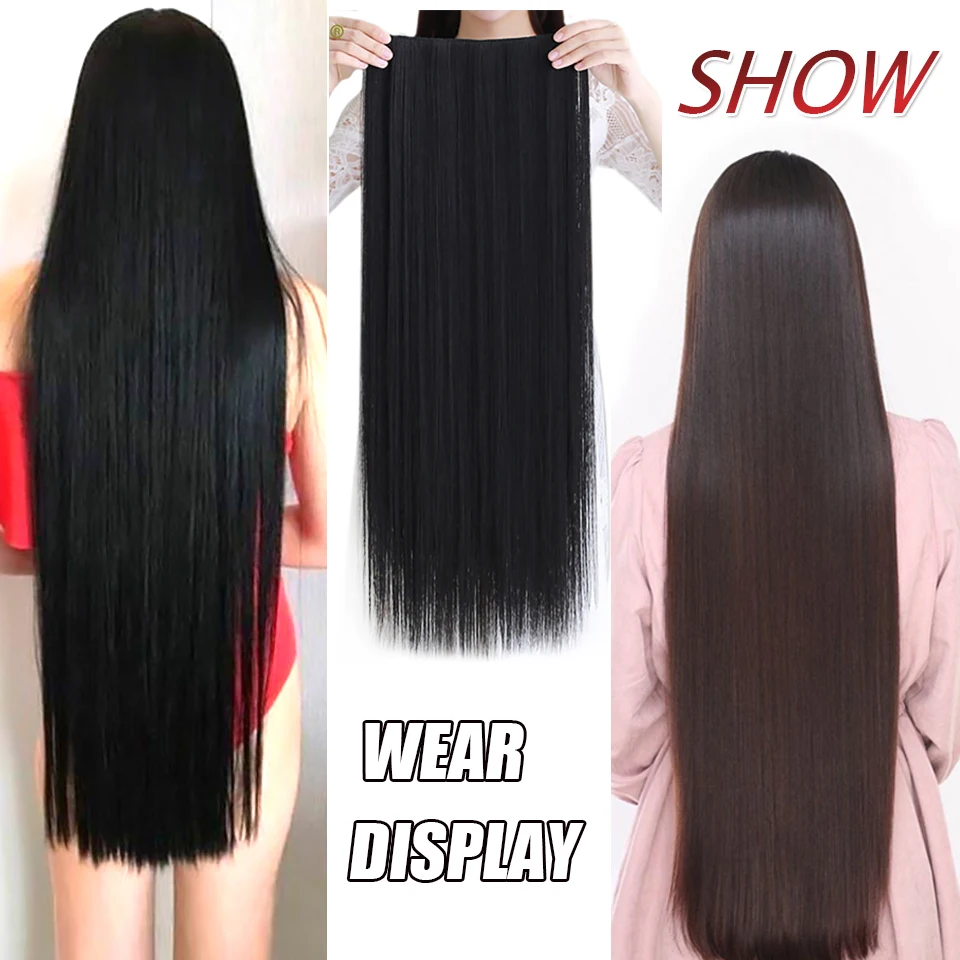 Synthetic clip on one piece hair extensions