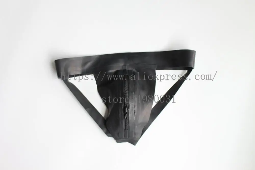 Cool-and-sexy-jockstraps-men-s-black-latex-T-back-with-front-zipper-and ...