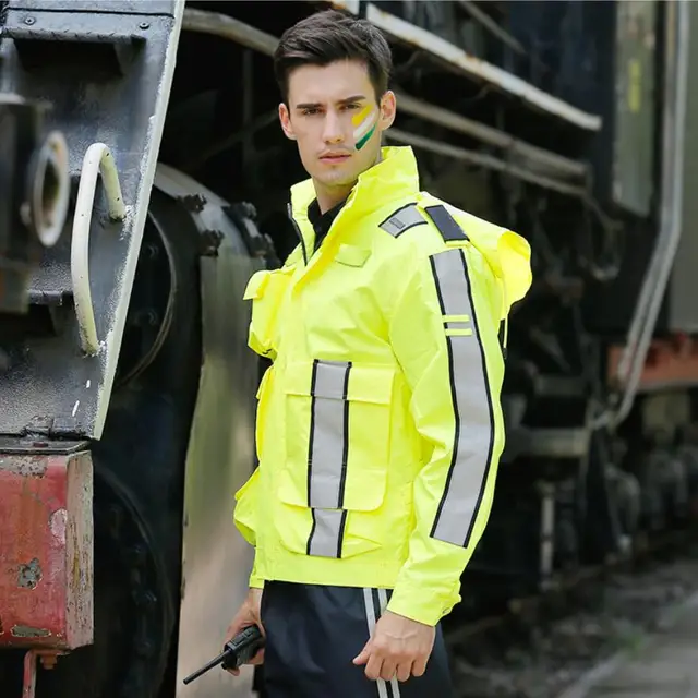 Men's Reflective Waterproof Rain Jacket - Work Safety Direct