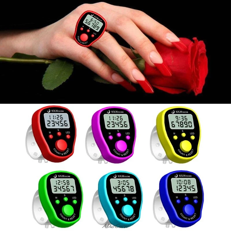 Reloj contador de dedos, Digital, LCD, contadores de cuenta con hora y ...