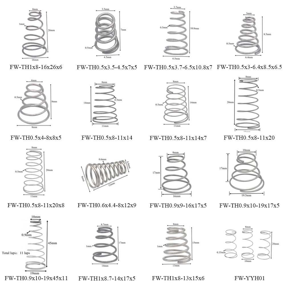 10PCS-Multi-Size-Mini-Stainless-Steel-Tower-Pressure-Spring-conjoined ...