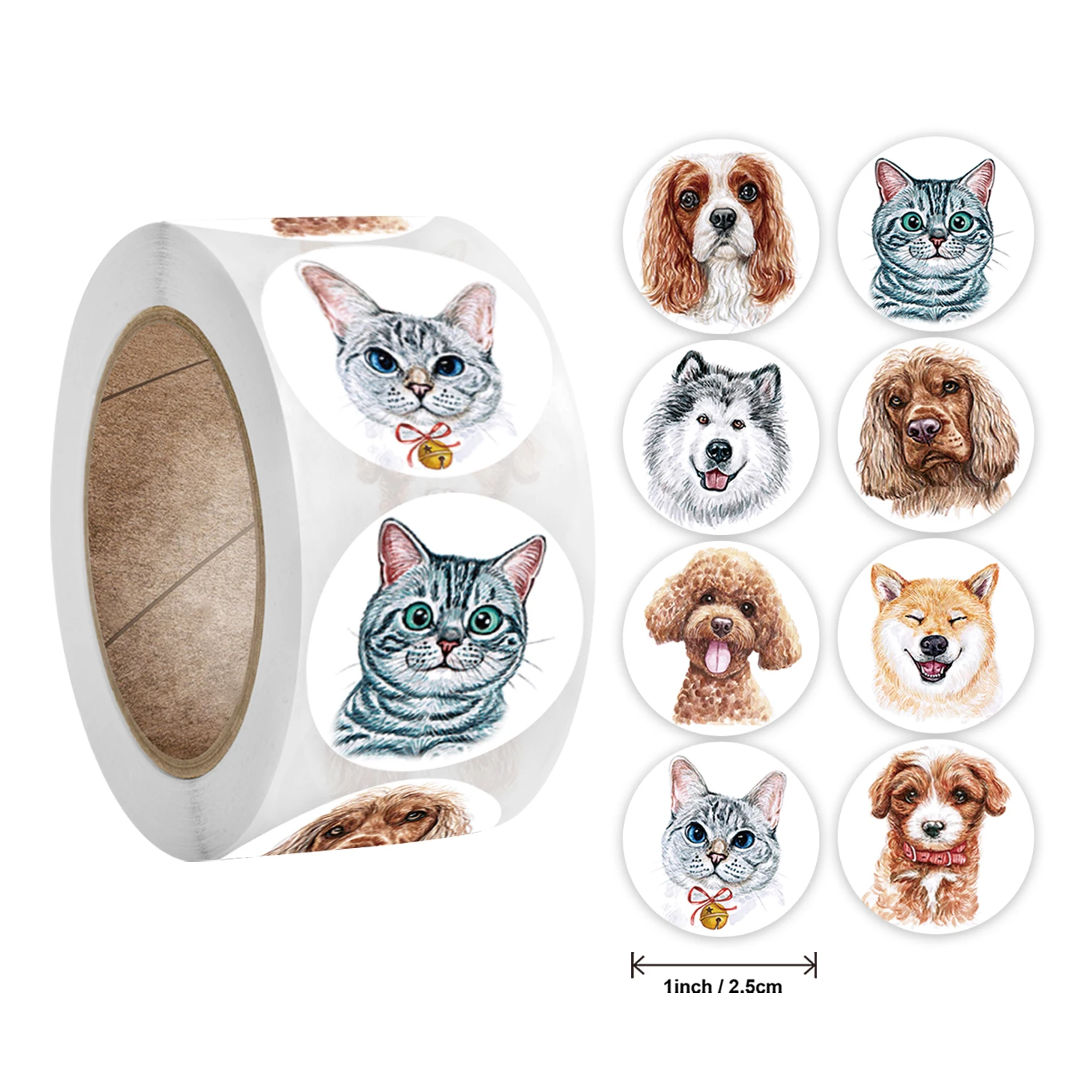 Stickers 500 Pcs/roll Teacher Reward Sticker Fun Motivation Cat Dog ...