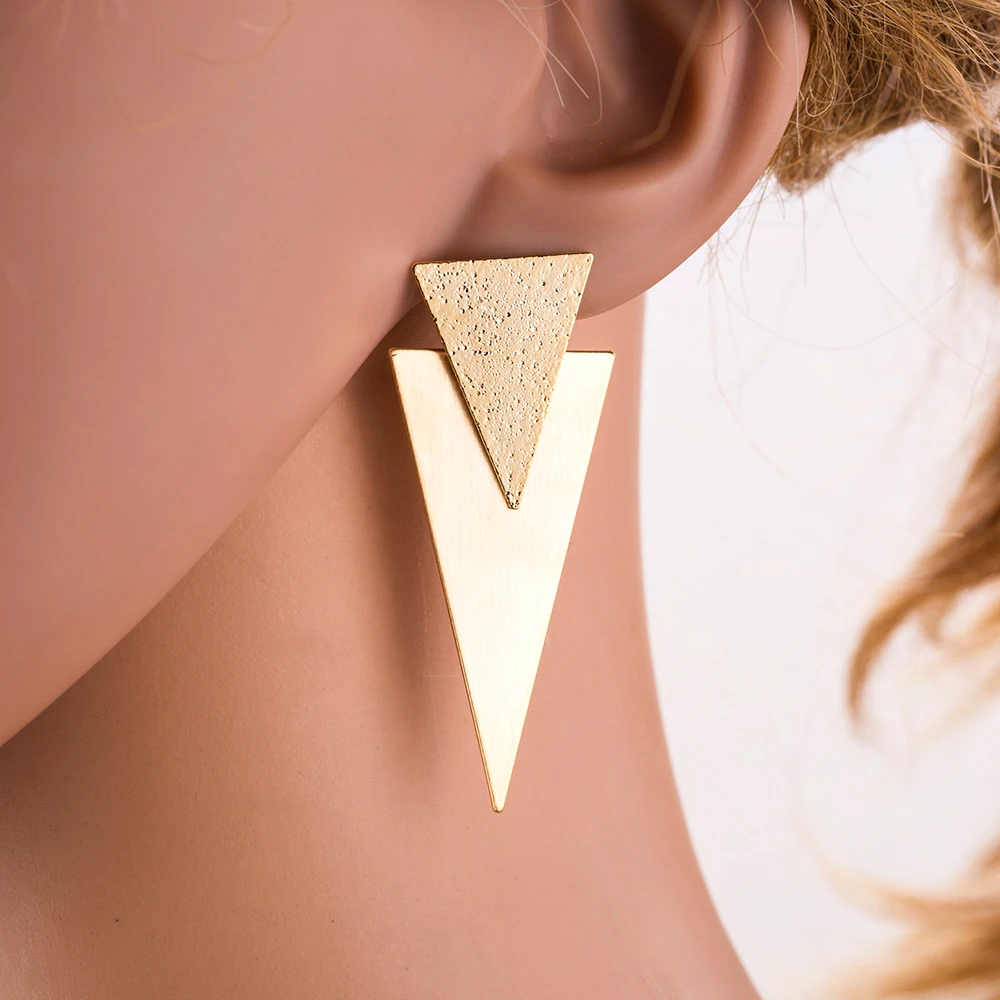 Earring Stud Fashion Geometric | Double Sided Triangle Earrings ...