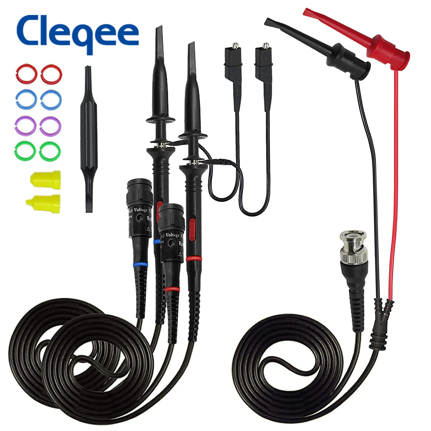 Cleqee X1 X10 100mhz Safety Fully Insulated Oscilloscope Clip Probes ...