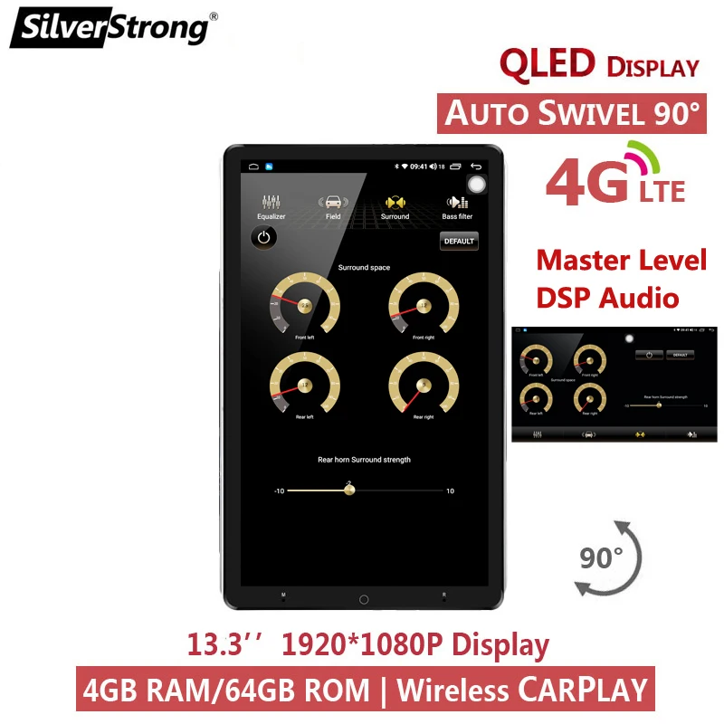 Auto giratorio Tesla Android,Universal, 2 DIN,CarPlay,Auto Radio GPS ...