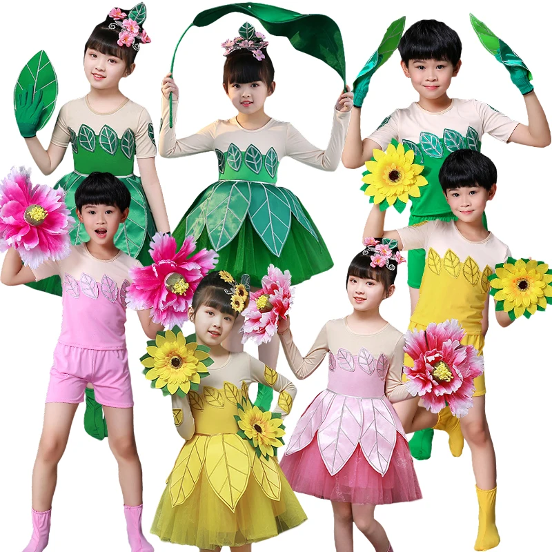 green-leaf-dress-for-girls-leaf-costume-children-s-performance-dance ...