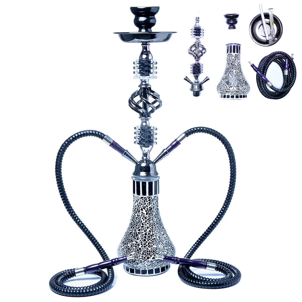1Set Glas Shisha Doppel Rohr Shisha Rohr Mit Carbon Clip Wasserpfeifen ...