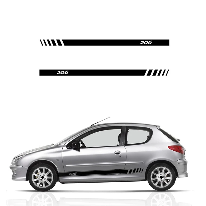 2pcs Car Door Side Stripes Skirt Sticker Body Graphics Vinyl Decal For ...