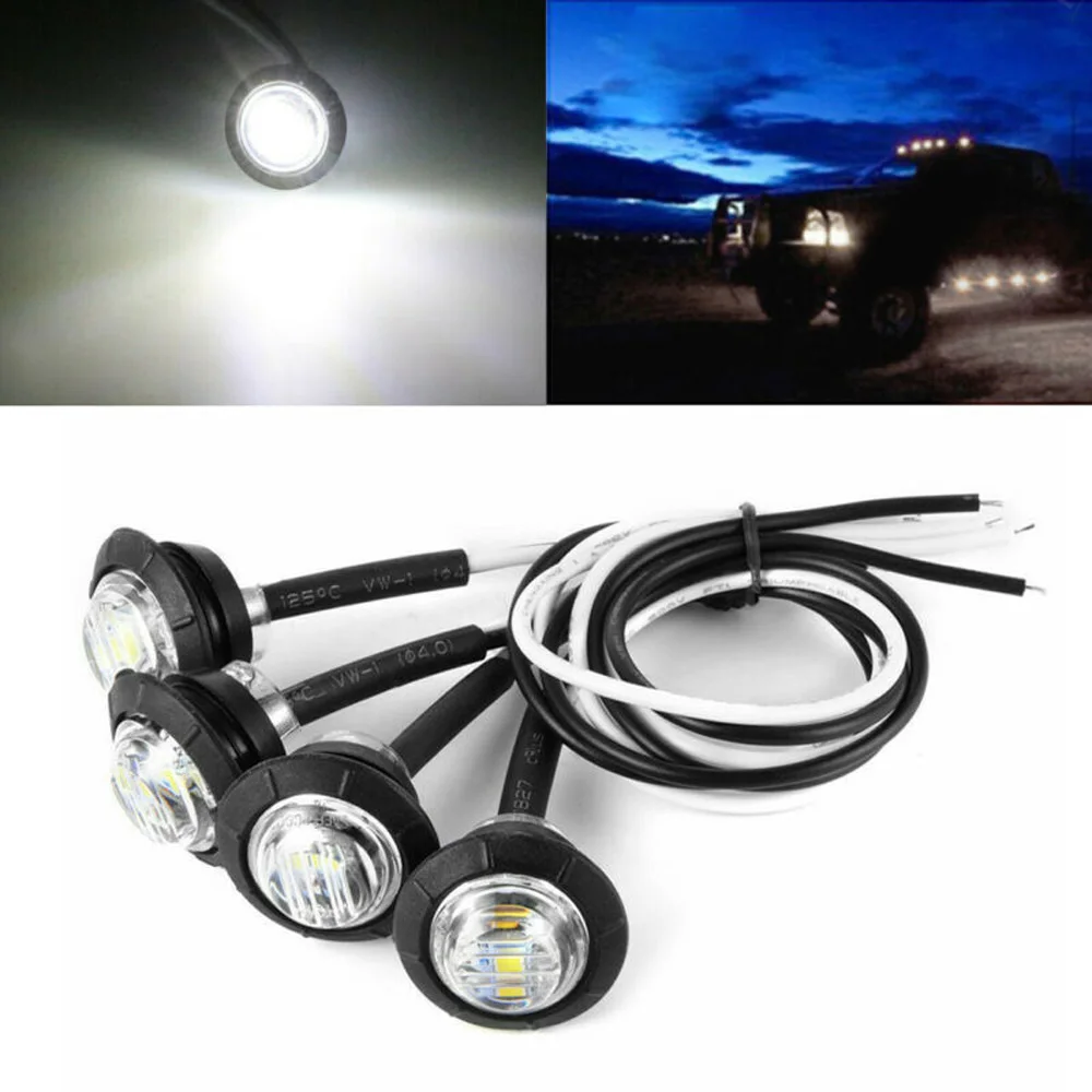 4pcs 12V 1W 80LM White Car Truck Trailer Round LED Bullet Button Side ...