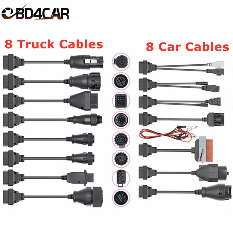 Volledige Set 8 Kabels Voor Truck Auto Obd OBD2 Diagnostic Connector 8 ...