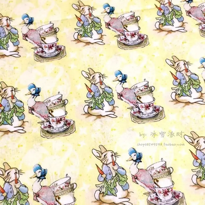 AH88-BTY-1-Yard-Cotton-Woven-Fabric-Cartoon-Characters-British-Rabbit ...