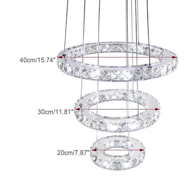 Luxury Large 5 Rings Led Round Crystal Chandelier light Spiral Pendant ...