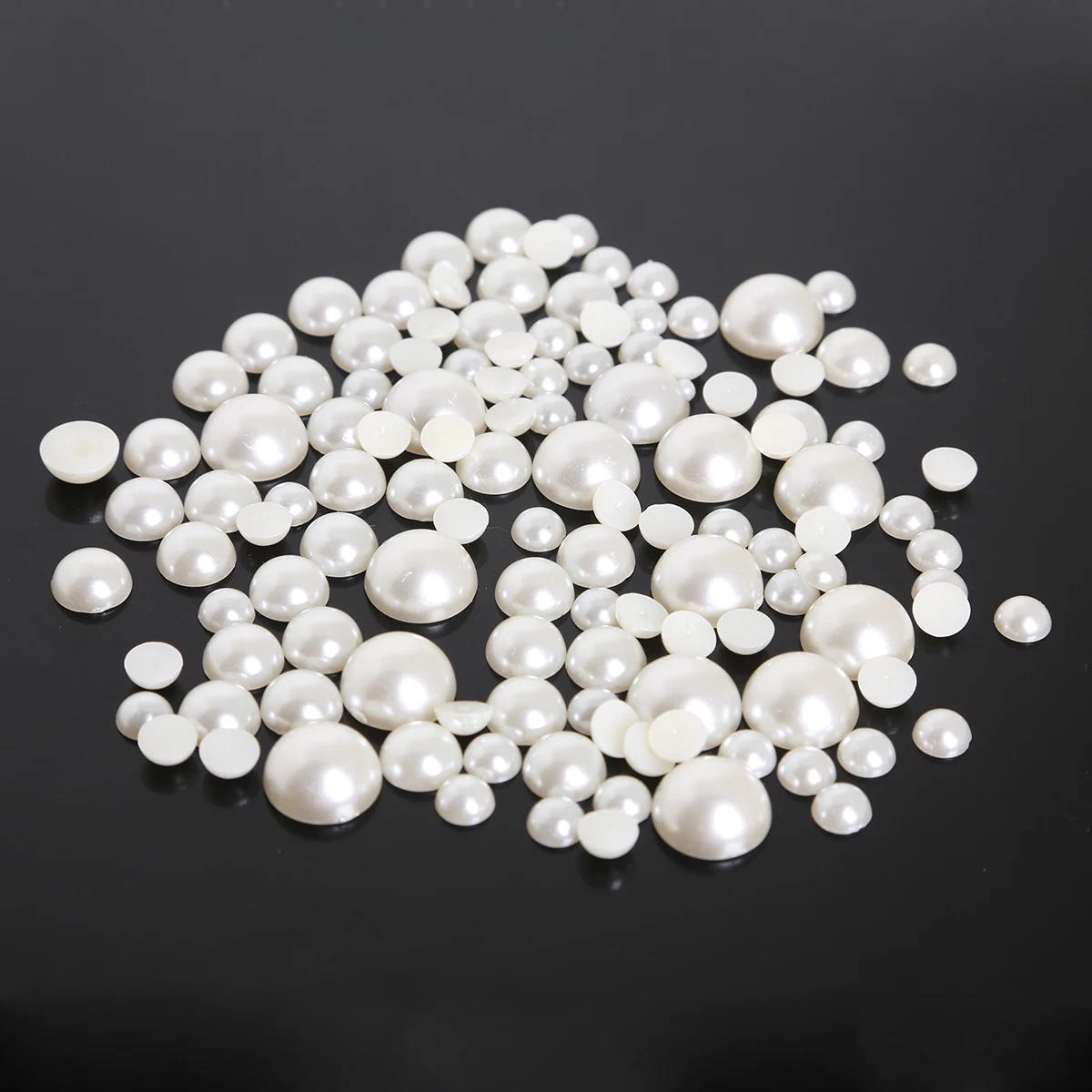 50-1000pcs ABS Round Half Pearl Beads White Sewing Pearl Bracelet ...