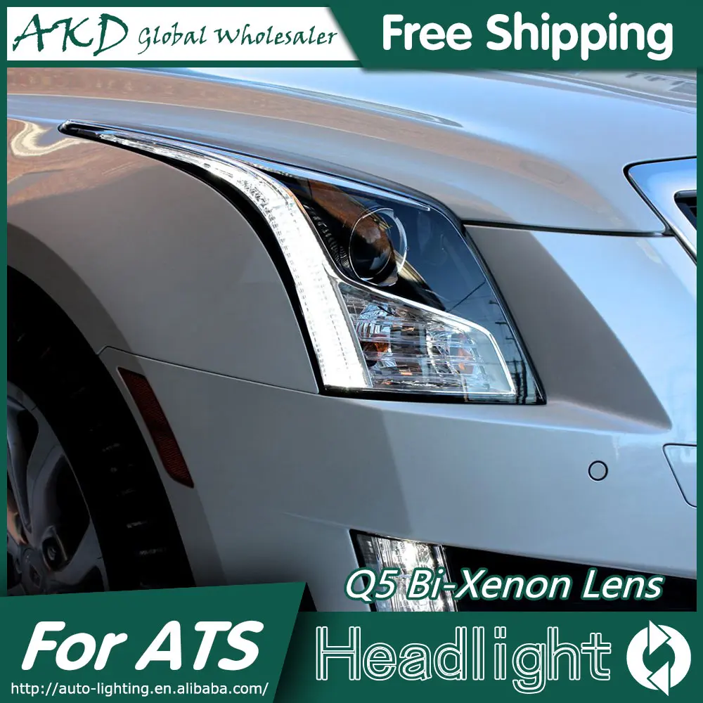 For Cadillac Ats 2014-2018 Headlights Drl Day Run Light Led Bi Xenon ...