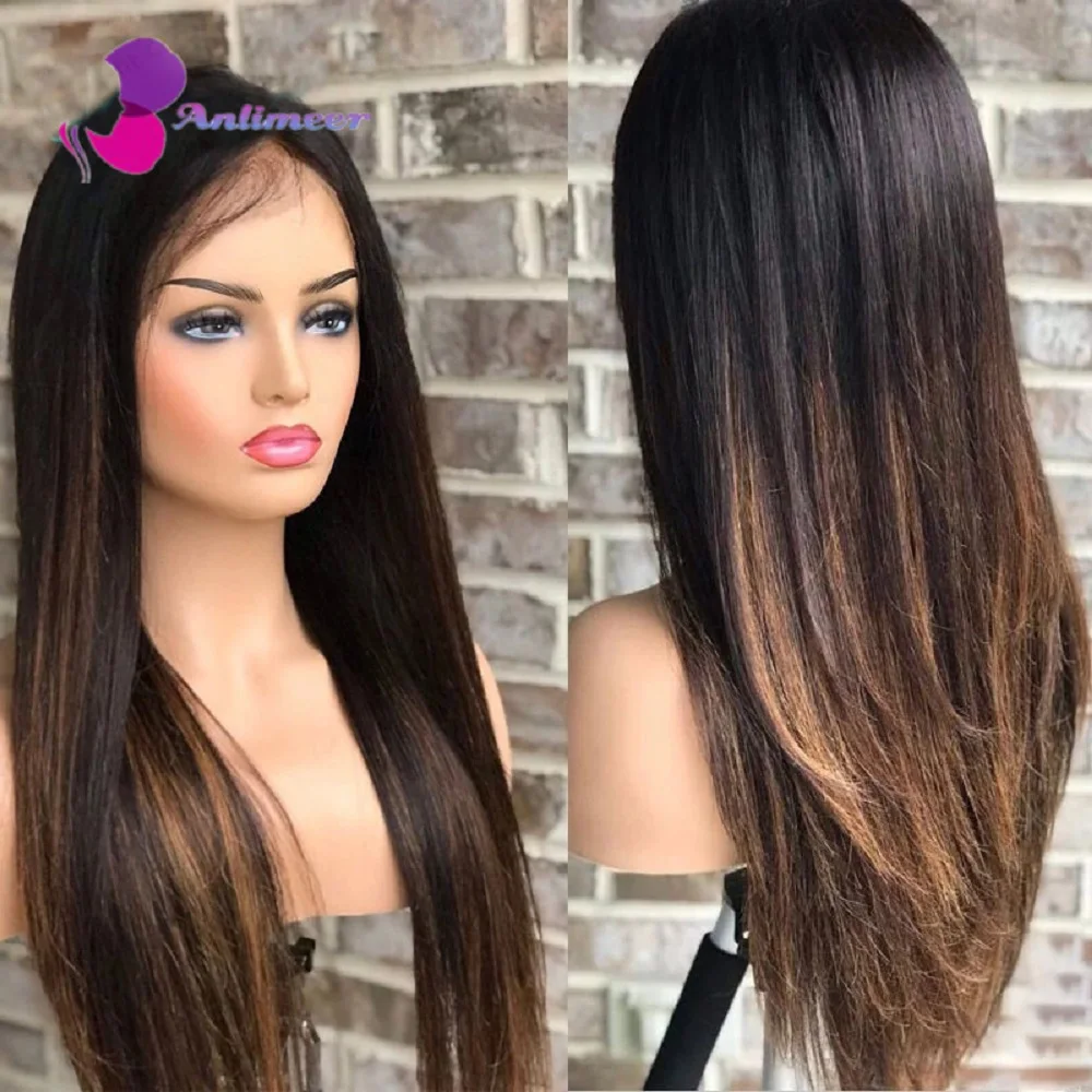 Straight Ombre Lace Front Human Hair Wigs | Ombre Brown Lace Front Wig Human Hair - Lace Wigs ...