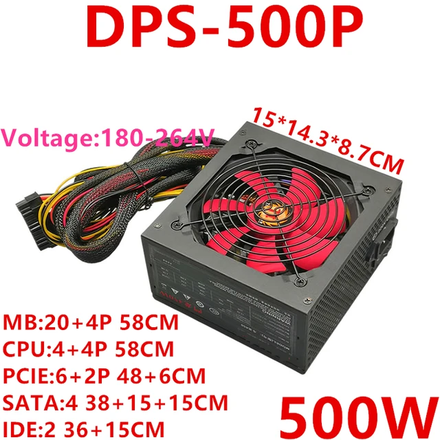 Original PSU For Thermaltake(Tt) Brand ATX Game Power Supply Rated 500W Peak 600W Switching ...